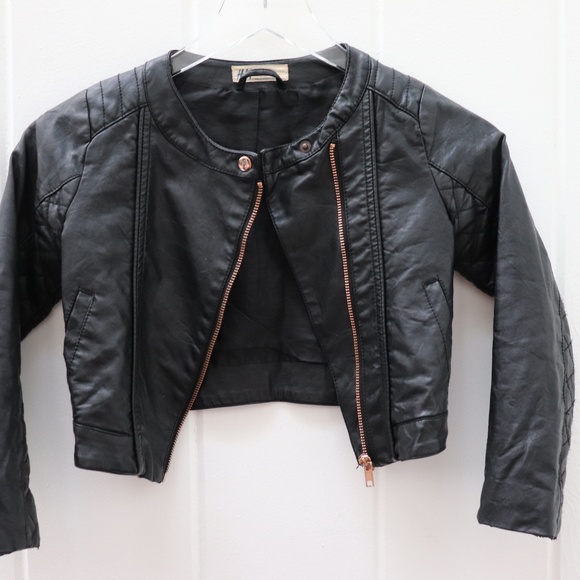 H&M | Jackets & Coats | Hm Girls Black Crop Jacket Us 67y | Poshmark